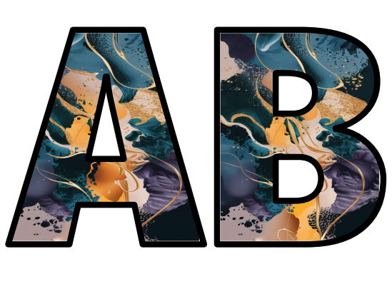 Modern Art Boho Colors Design Lettering Set Display Title Letters ...