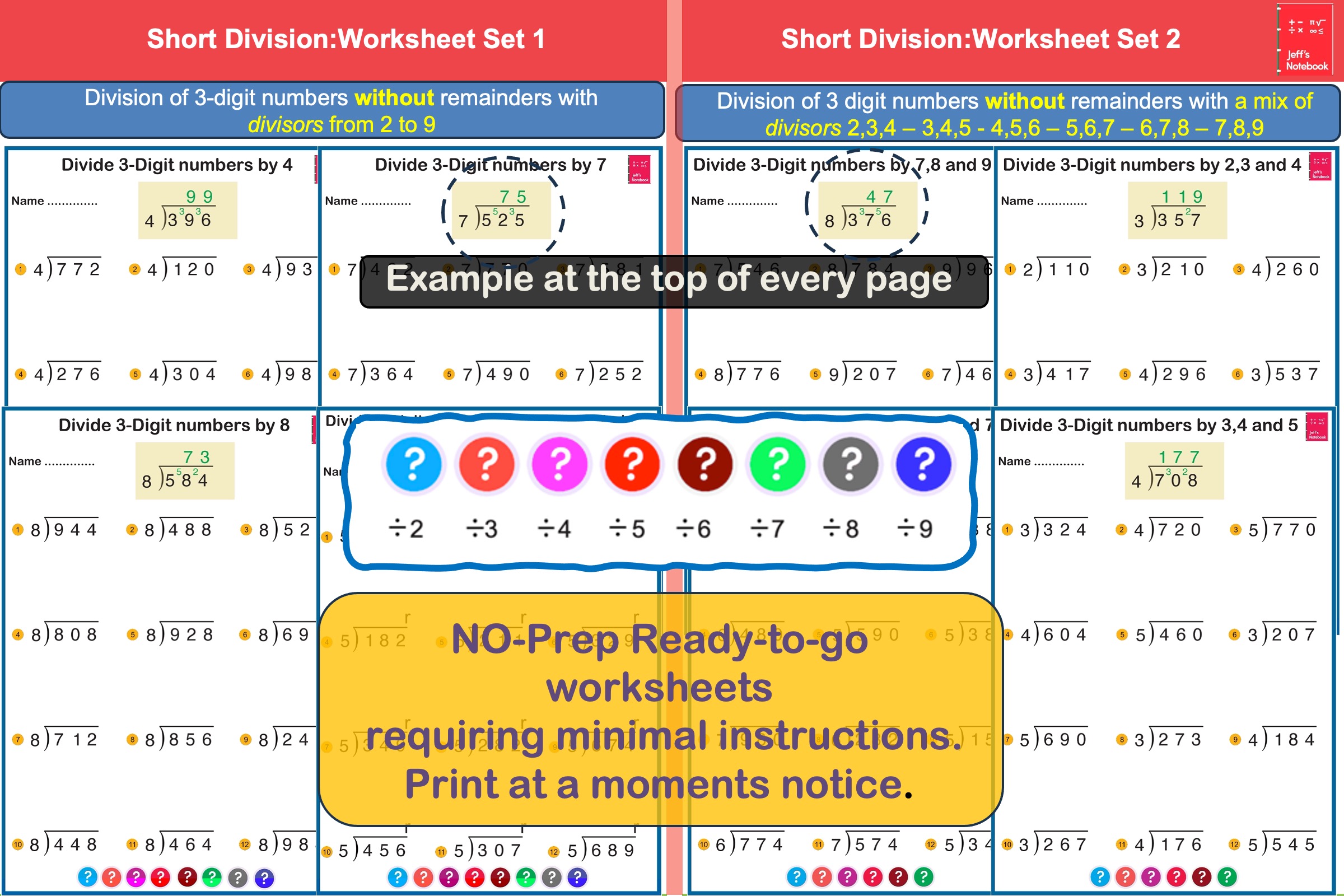 Short Division: 3-digit by 1-digit with & without remainders | Teaching ...