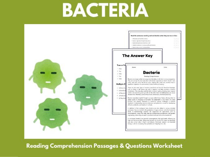 Bacteria: Reading Comprehension Passages & Questions Worksheets ...