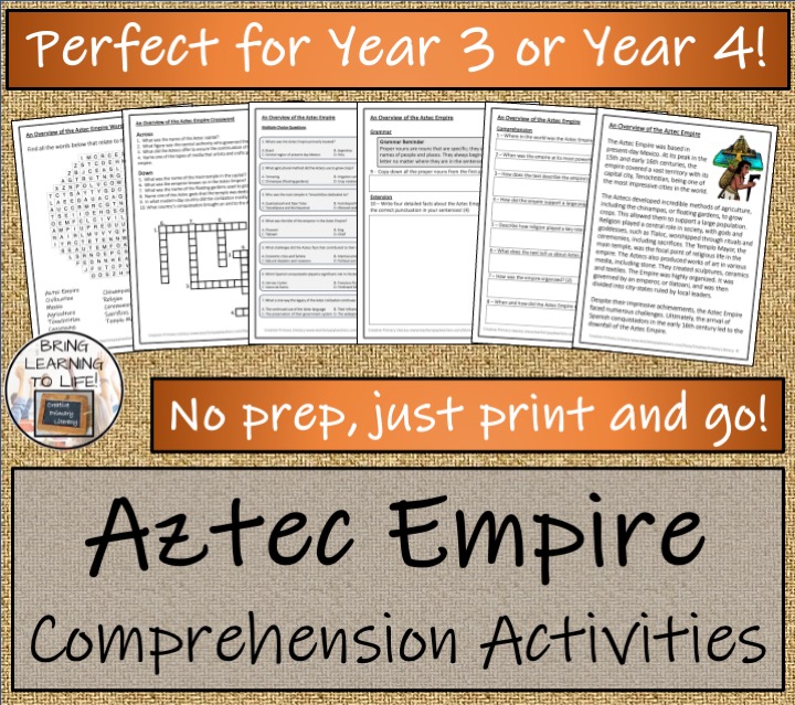 Aztec Empire Reading Comprehension Digital & Print | Year 3 or Year 4 ...