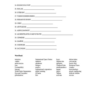 The World Today Word Scramble for World History | Teaching Resources