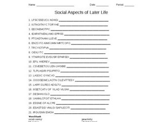 Social Aspects of Later Life Word Scramble for Human Development ...