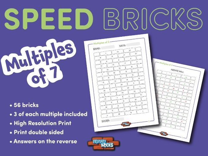 Multiples of 7 Speed Bricks FREE | Teaching Resources