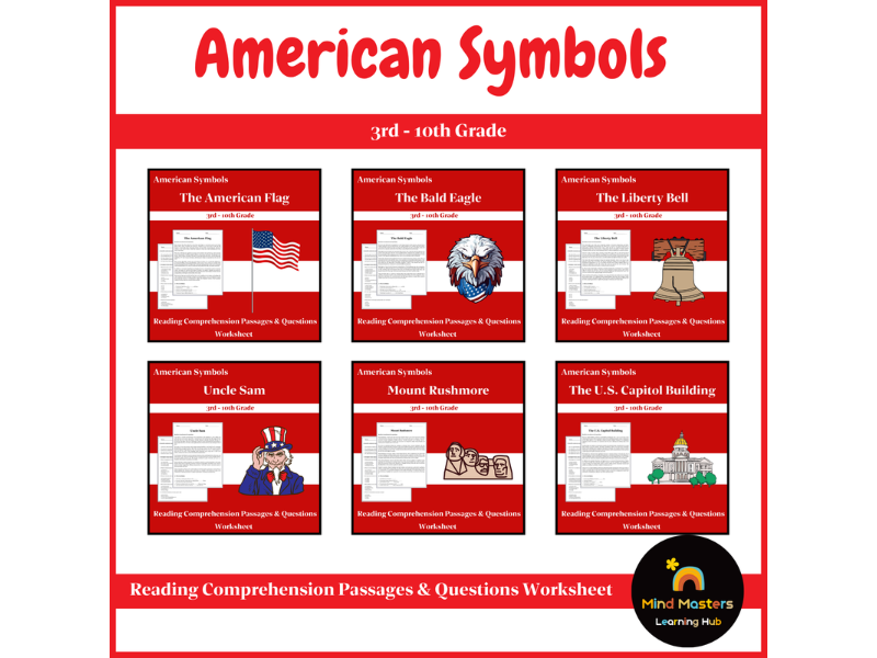 American Symbols Reading Comprehension Passages & Questions Worksheets ...