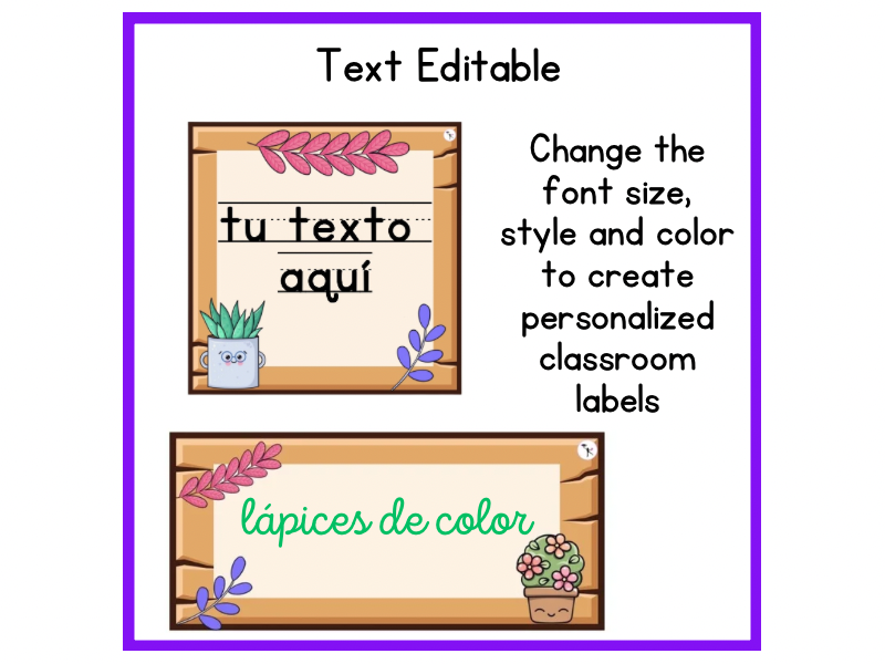 Spanish Classroom Labels: Editable Plant-Themed Decor for Elementary ...