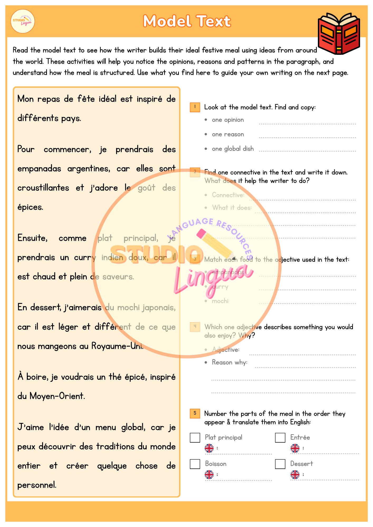 French Christmas Reading & Writing Activity | KS3 MFL | Global Festive ...