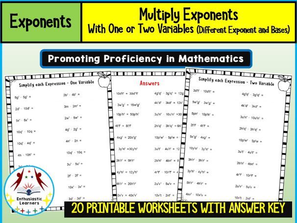 Multiplying Exponents with One and Two Variables (Different Exponents ...