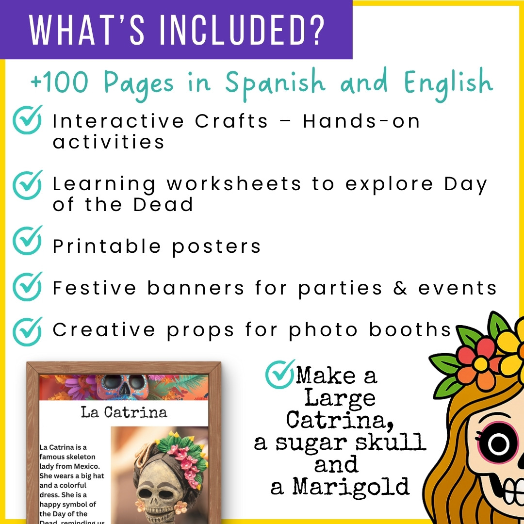 Day of the Dead / Día de los Muertos Bilingual Crafts & Decorations ...