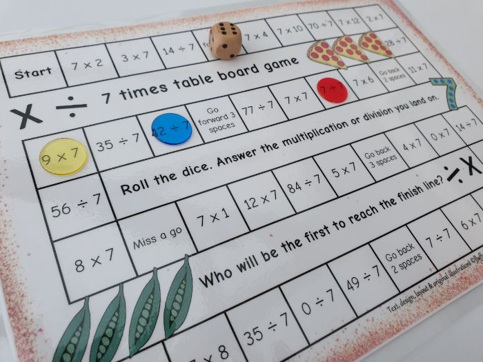 7 Times Table Board Game Multiplication And Division Facts FREE