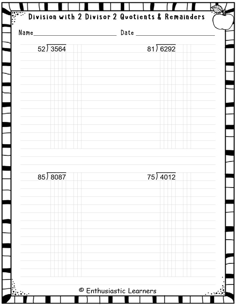 Double Division with Remainder – 2-Digit Divisor & 2-Digit Quotient ...