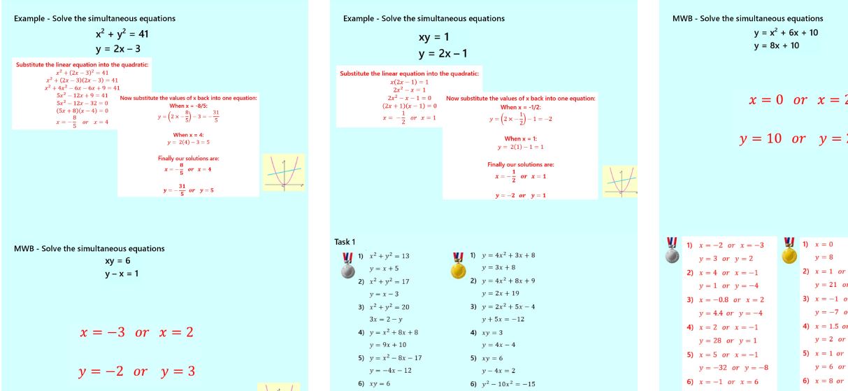 Quadratic Simultaneous Equations (Non-Linear) - Maths GCSE PowerPoint & ActivInspire Lesson ...