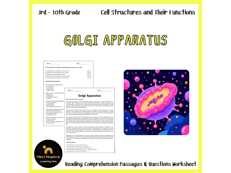 Cell Structures and Their Functions Reading Comprehension Passages ...