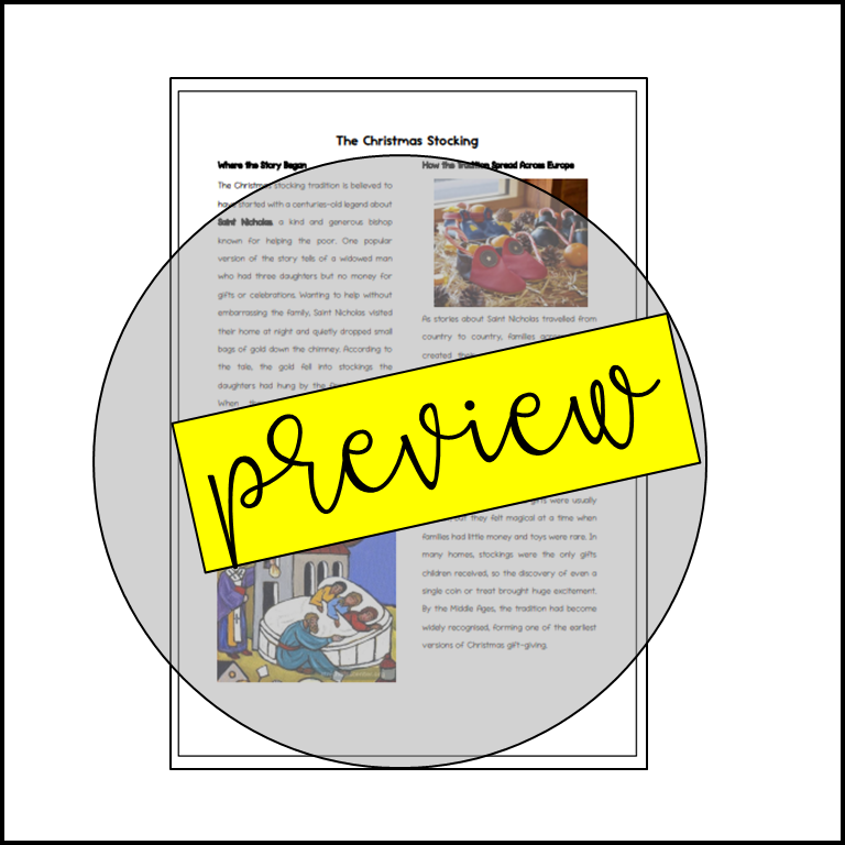 Christmas Stocking Reading Comprehension | KS2 English & History | Non ...