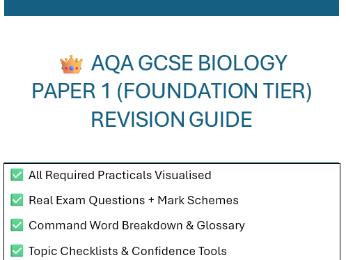 AQA GCSE Biology Paper 1 Revision Guide (f) | Teaching Resources
