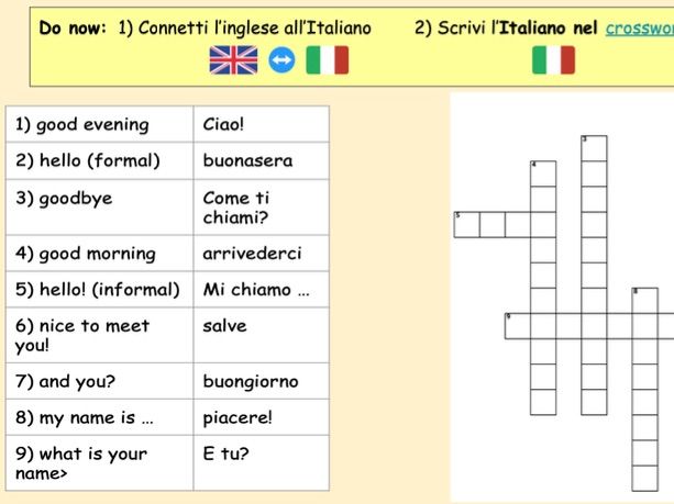 Year 7 Italian Greeting & How are you? ciao/ come stai? (LESSON 2 ...