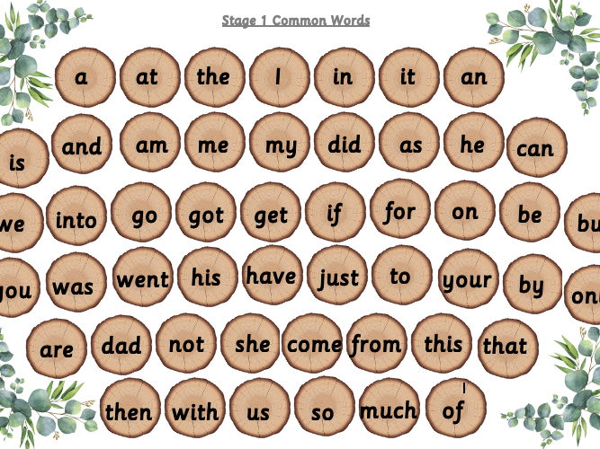 NLC Stage 1 Common Word Wall | Teaching Resources