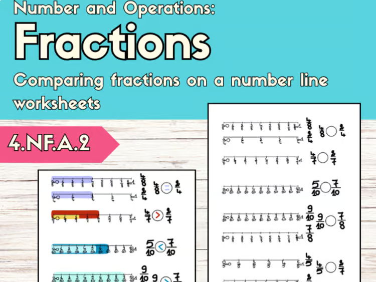Comparing fractions on a number line worksheets | Teaching Resources