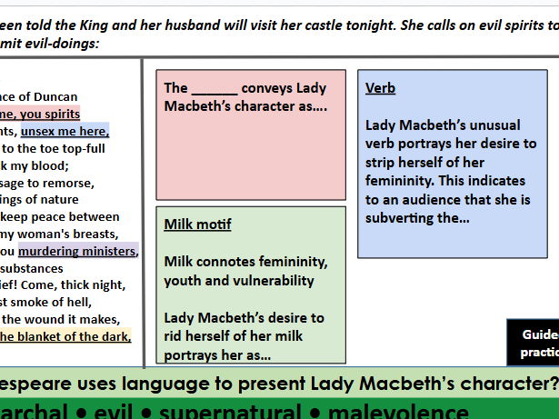 Lady Macbeth - Act 1 Scene 5 - Analysing Soliloquy | Teaching Resources