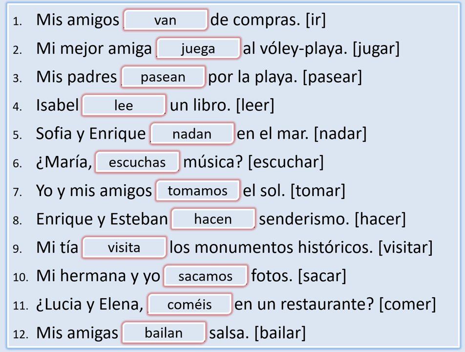 Claro 2 unit 2.2 – Tengo mucho que hacer (activities, present tense ...