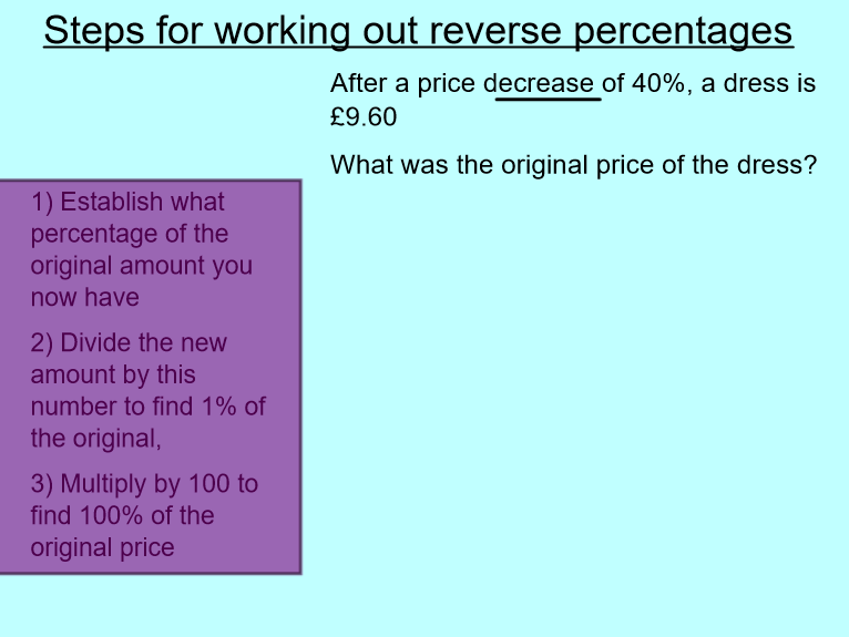 Secondary percentages resources