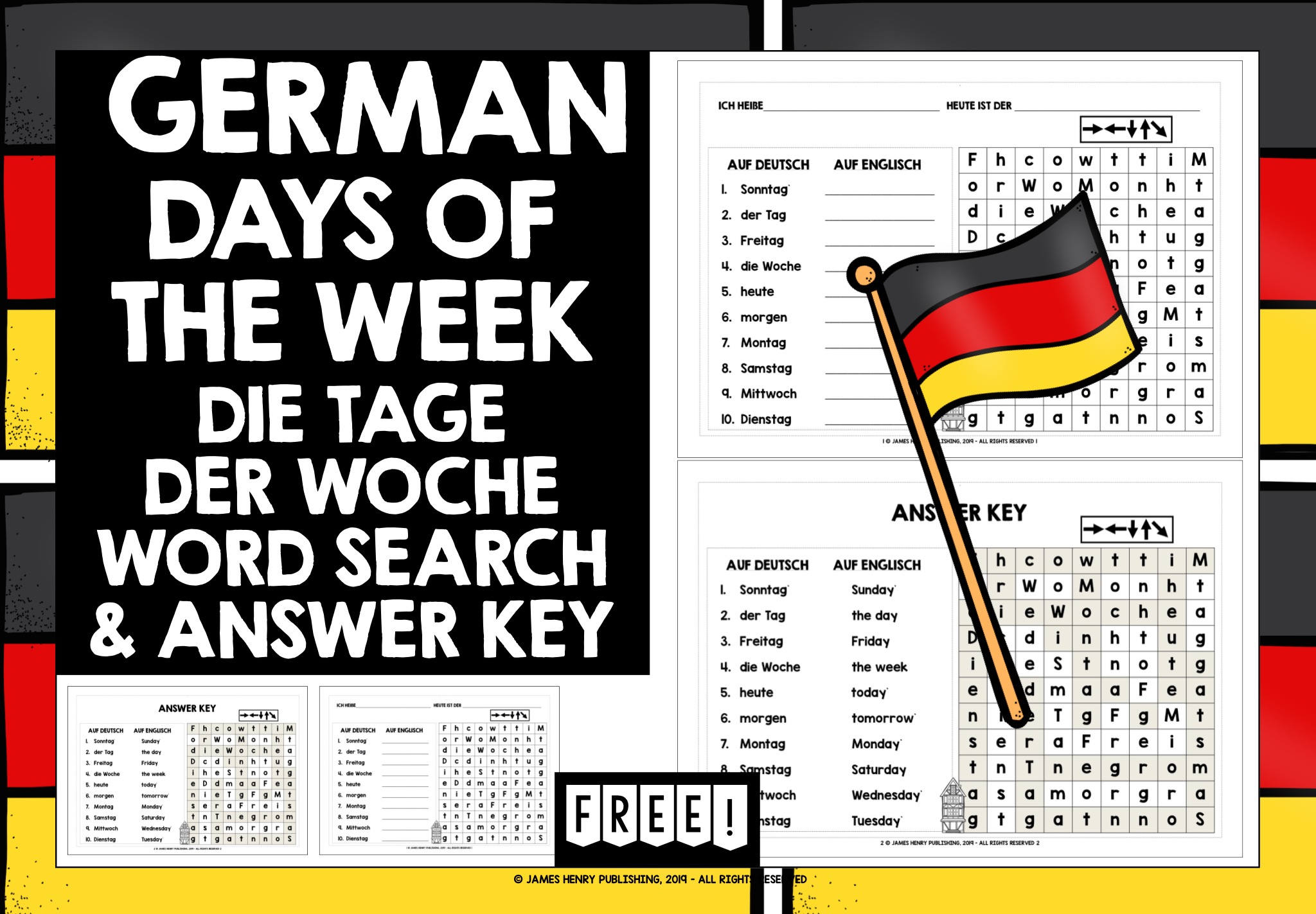 GERMAN DAYS OF THE WEEK WORD SEARCH FREEBIE | Teaching Resources