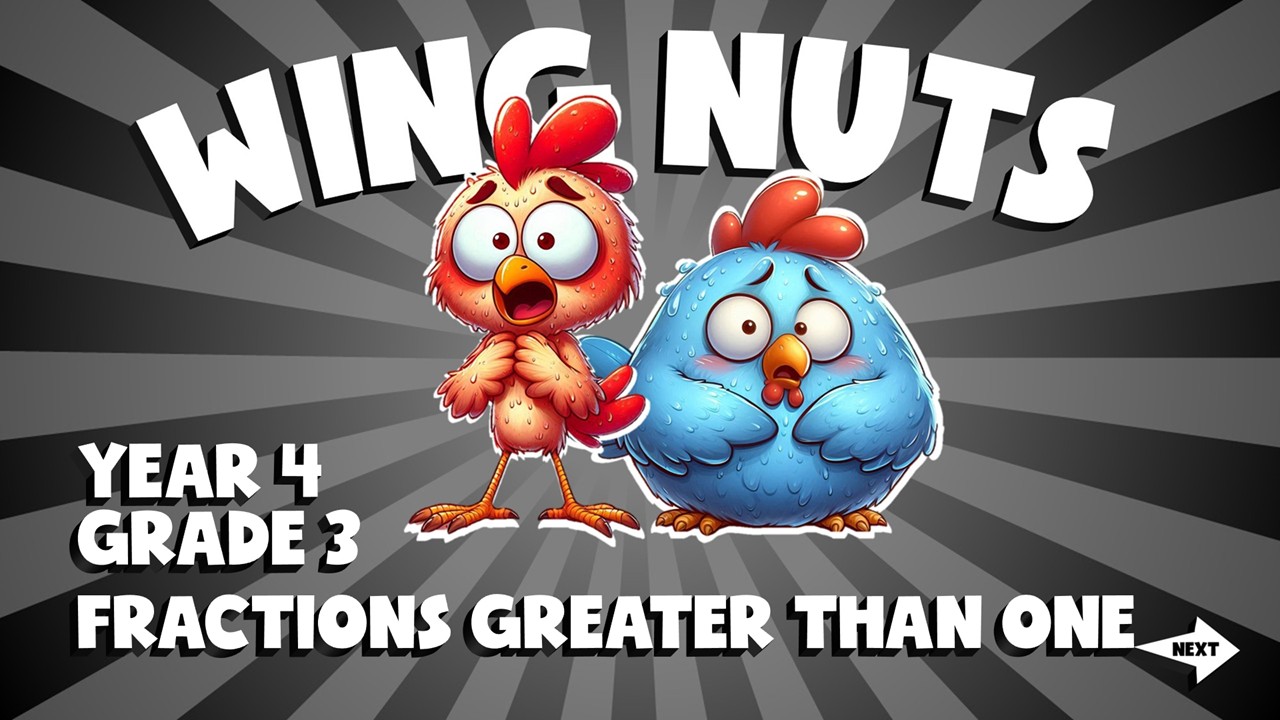 Fractions Greater Than One WING NUTS Maths Game | No-Prep Year 4 Review ...