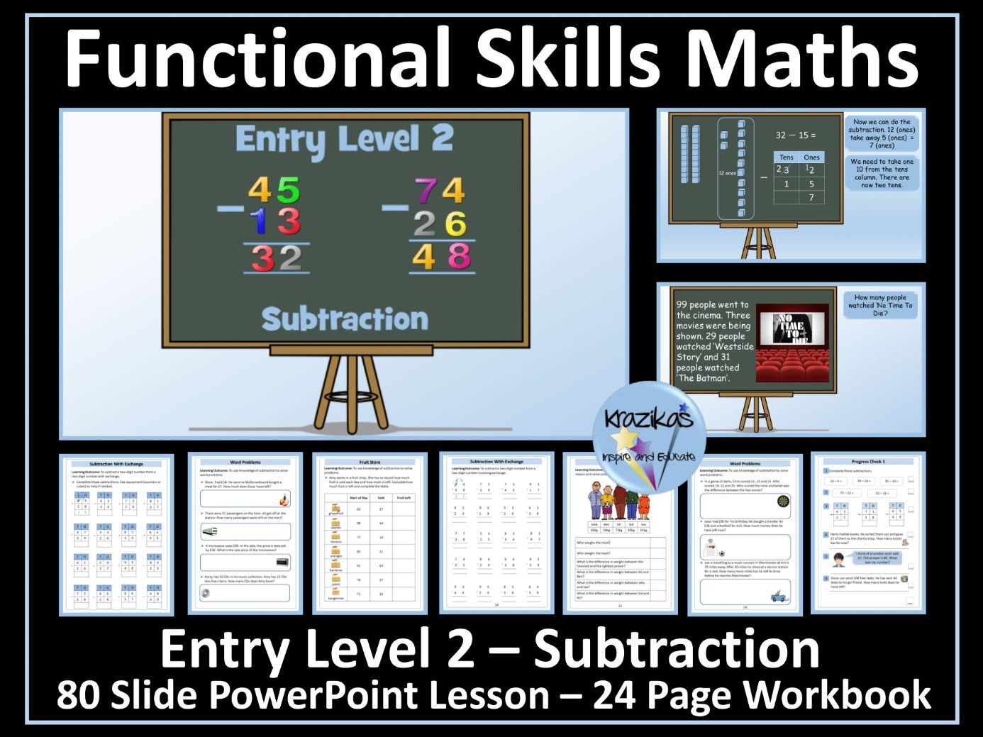 Functional Skills Maths Entry Level 2 Subtraction Teaching Resources