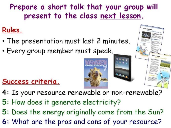 Renewable & Non-Renewable Energy Resources Year 7 Double Lesson ...