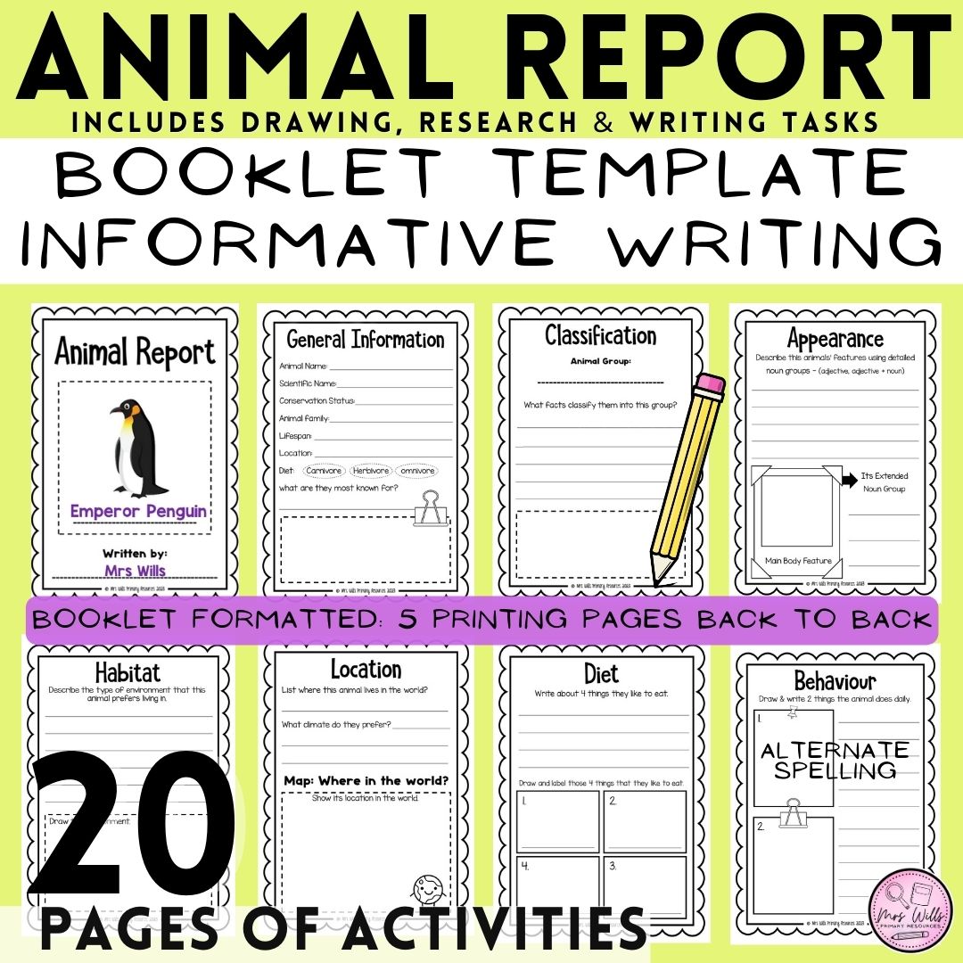 Animal Research Project Booklet | Information Report Template Worksheet ...