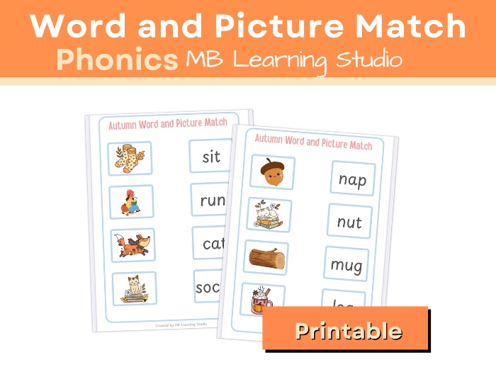 Autumn CVC Word and Picture Match | Teaching Resources