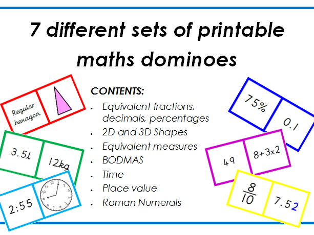 Year 6 Maths Recap Dominoes 7 Different Sets Teaching Resources