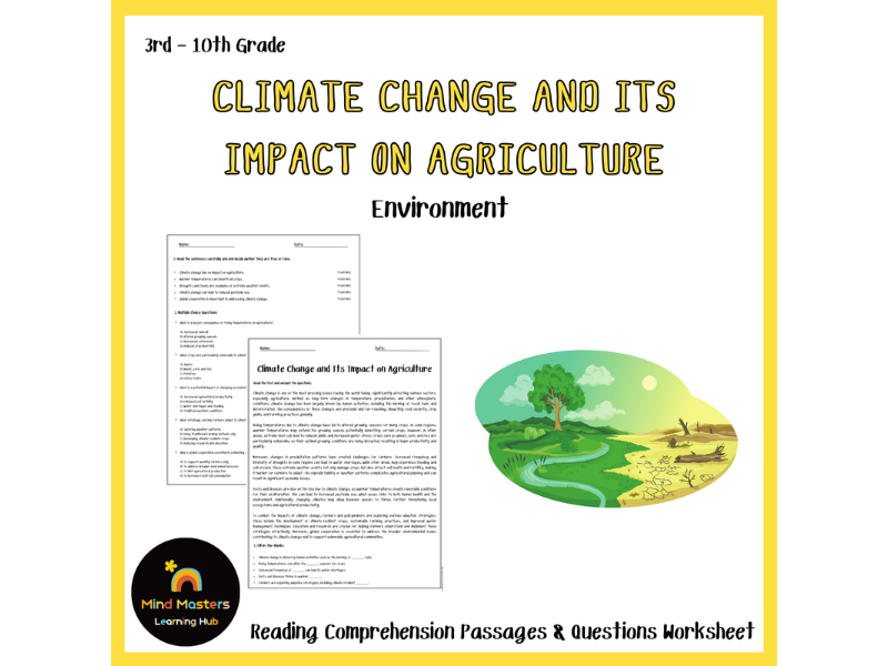 Climate Change and Its Impact on Agriculture Reading Comprehension ...