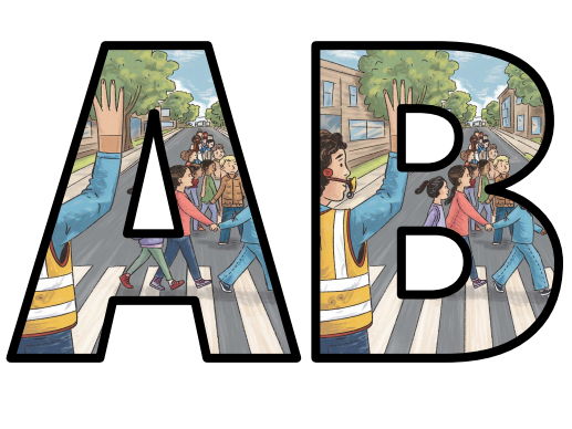 Crossing Guard Lollipop Man Lettering Set Display Title Letters Numbers ...