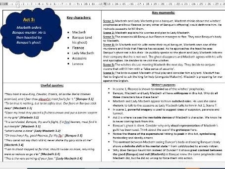AQA Macbeth Revision Resource | Teaching Resources