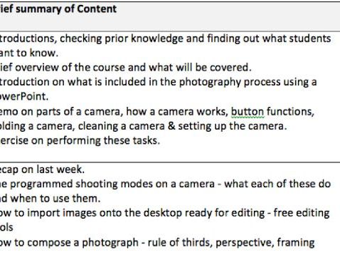 Basic photography functions | Teaching Resources