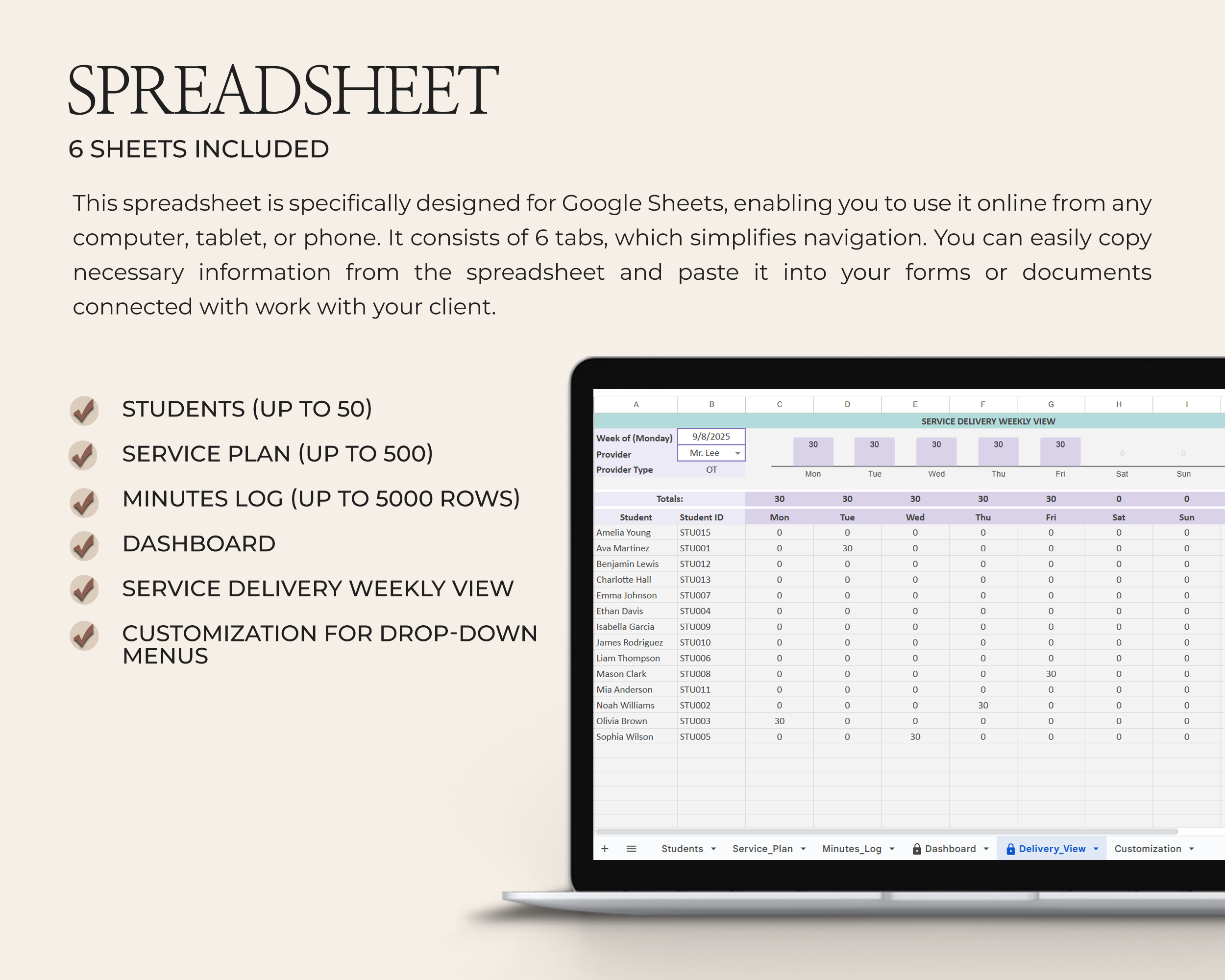 IEP Caseload Tracker Service Minutes Dashboard Special Education ...