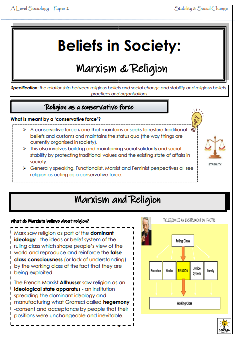 AQA A level Sociology - Beliefs in Society - Marxism & Religion ...