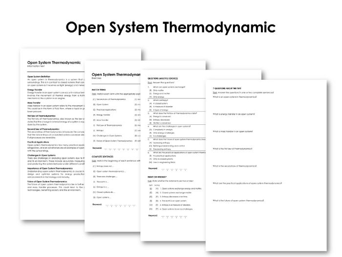 Open System Thermodynamic | Teaching Resources