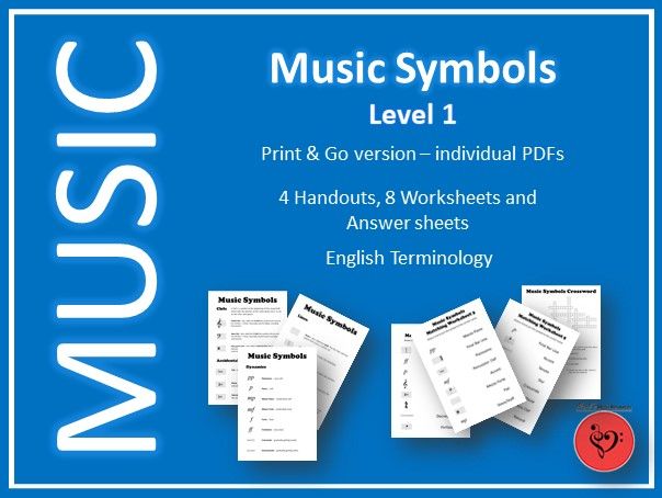 Music Symbols -Level 1 -Handouts and Worksheets -Print & Go -English ...