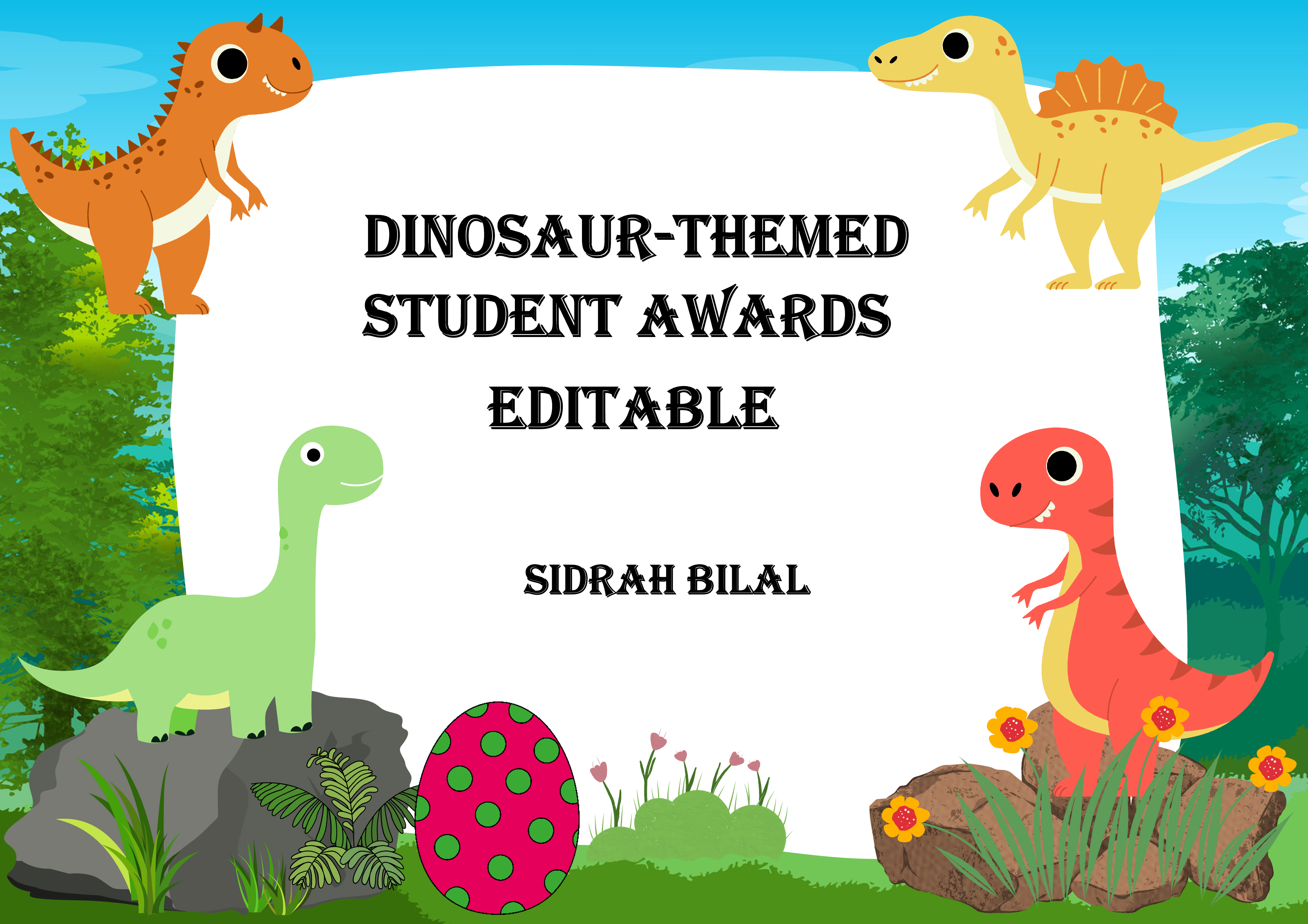 End of Year Dinosaurs Theme Student Awards/Certificates EDITABLE ...