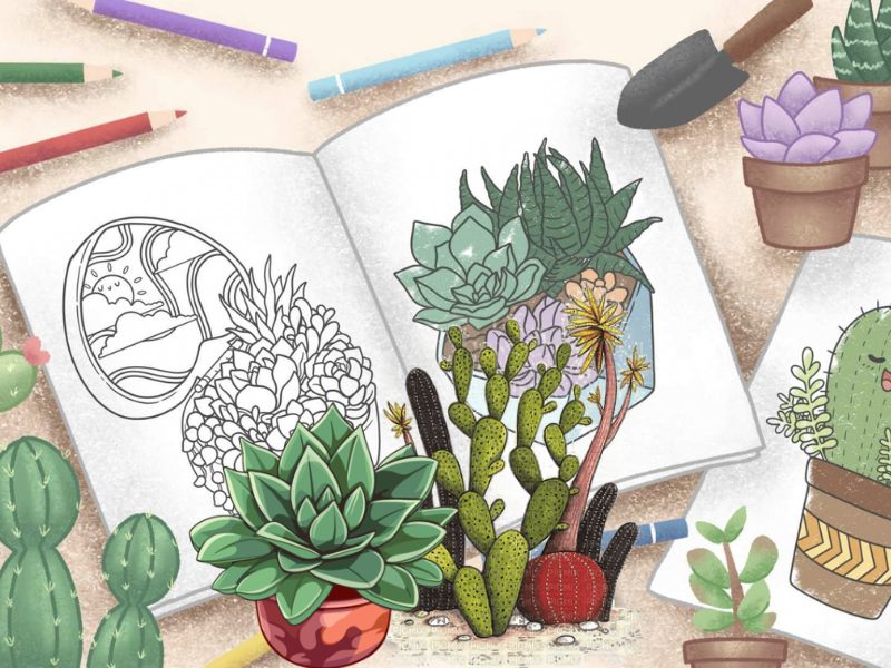 Succulents Printable Coloring Pages for Kids and Adults | Teaching ...