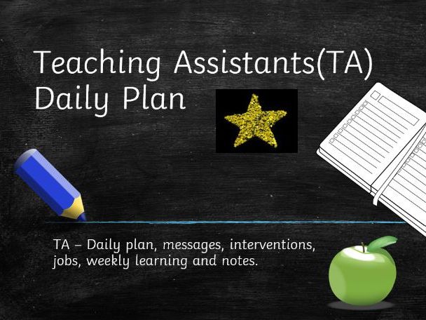 Teaching Assistants Daily Plan - Monday - Friday | Teaching Resources