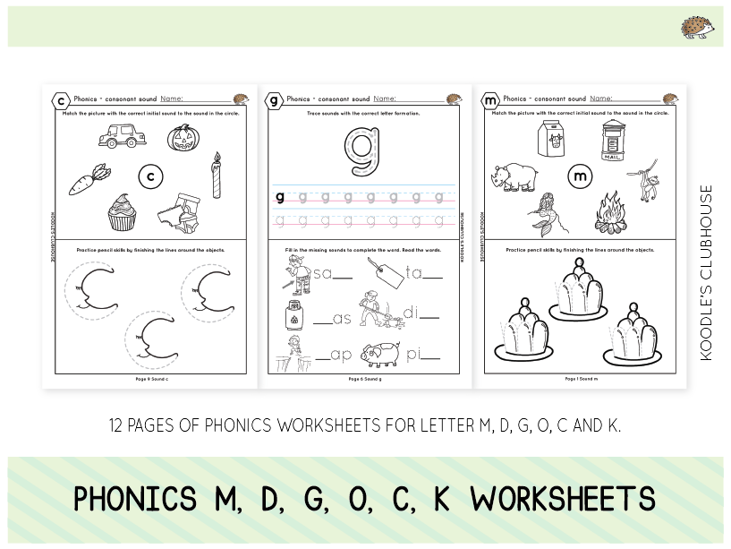 Phonics M D G O C K Worksheets Teaching Resources