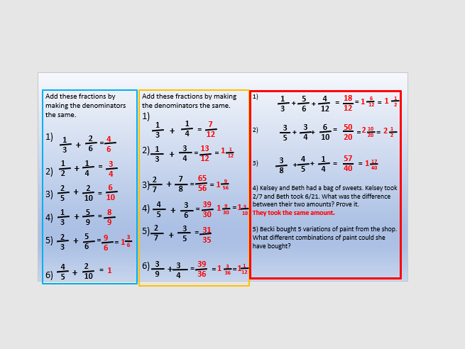 Add Fractions Year 6 Teaching Resources