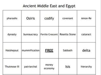 "Ancient Middle East and Egypt" Bingo for a World History Course ...