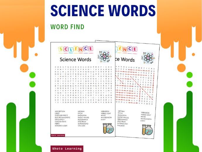 SCIENCE WORDS ACTIVITY WORD FIND SEARCH FINDER GAME VOCABULARY ...