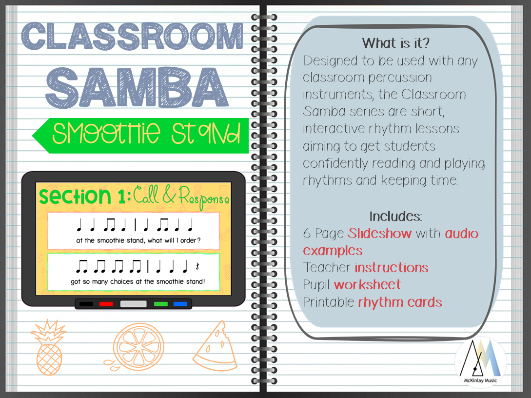 Classroom Samba - Fruit Smoothie themed easy percussion music lesson ...