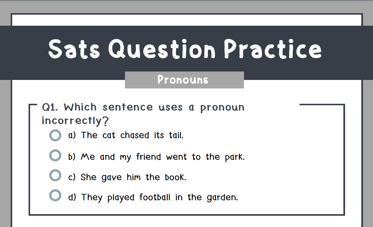 Sats question practice - pronouns | Teaching Resources