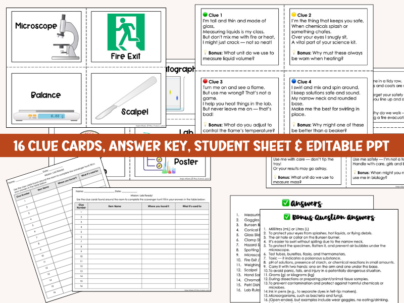 KS3 Science Scavenger Hunt Back to School Lab Equipment | Teaching ...