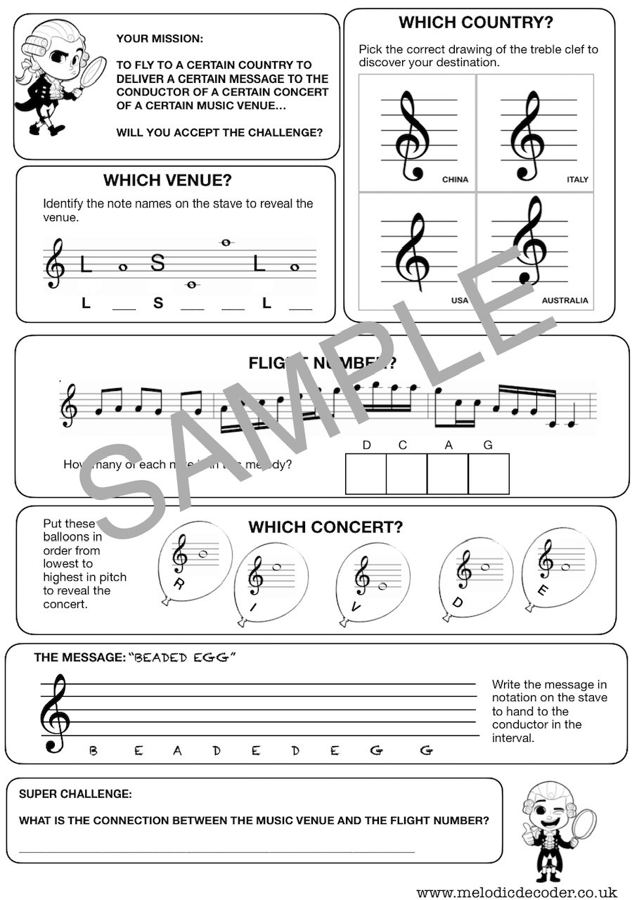 Treble clef pitch worksheet | Teaching Resources